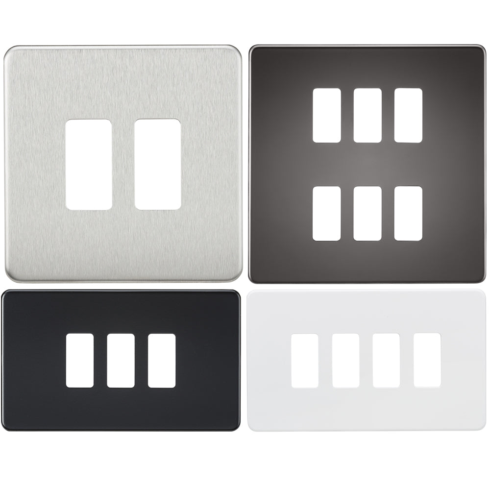 Knightsbridge Grid Modular Faceplate For Screw;ess Switches and Socket